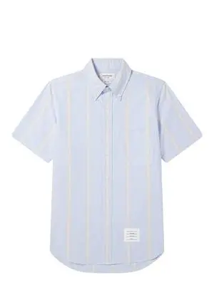 Thom Browne Button-down Collar Striped Cotton Oxford Shirt - Blue