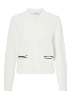 Brunello Cucinelli Bead-embellished Ribbed Cotton Cardigan - White