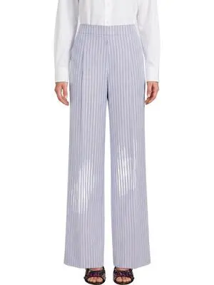 Dries Van Noten Wide Leg Striped Trousers - Gnawed Blue