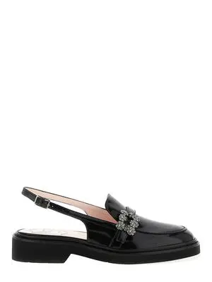 ROGER VIVIER Embellished Loafer Slingback - Black