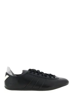 Y3 Y-3 Black Leather Lace-Up Sneakers Black