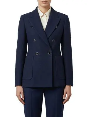 Max Mara Textured Double-breasted Jacket - Blue