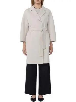 Max Mara Belted Coat Yellow Cream