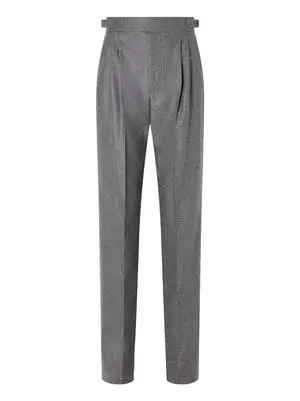 Loro Piana Malik Pleated Wool And Cashmere-blend Straight-leg Pants - Gray