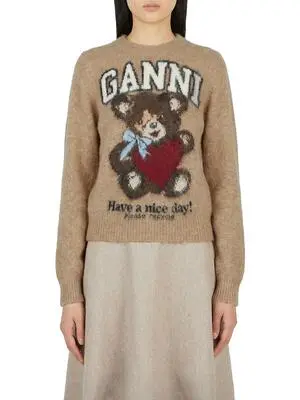 GANNI Graphic Knit Sweater - Camel