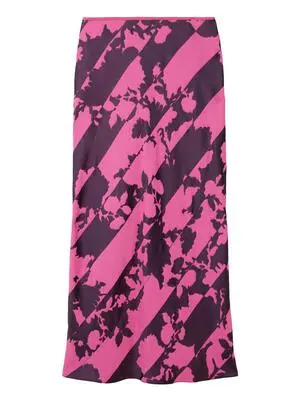 Dries Van Noten Paneled Floral-print Satin Midi Skirt - Pink