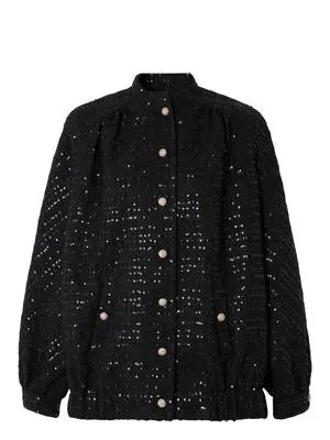 Alessandra Rich Sequin-embellished Tweed Jacket - Black