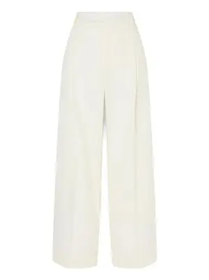 Maria Mcmanus Pleated Wool-blend Wide-leg Trousers - Ivory