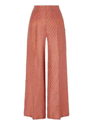 Giuliva Heritage Amanda Fringed Wide-leg Silk Pants - Red
