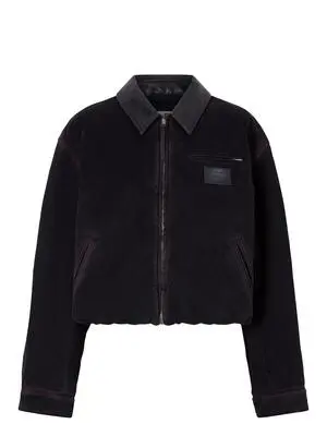 Acne Studios Appliquéd Leather-trimmed Distressed Cotton-twill Jacket - Brown