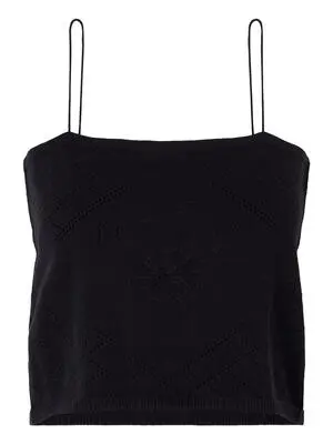 BODE Anisette Cropped Embroidered Cotton Tank Top - Black