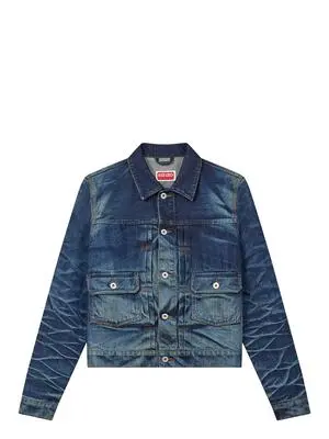 Kenzo Slim Pleated Trucker Jacket - Blue