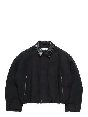 ACNE STUDIOS Cotton Zip Jacket With Leather Collar