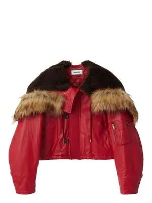 AMBUSH Leather Cropped N3b Jacket - Red