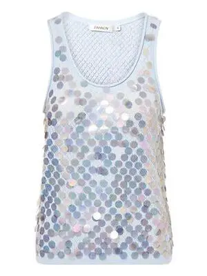 ZANKOV Lutecia Sequin Wool-cashmere Tank Top - Ice
