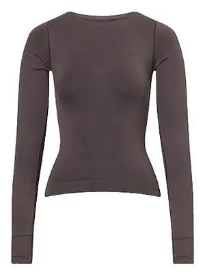 ADANOLA Long-sleeve Workout Top - Coffee Bean