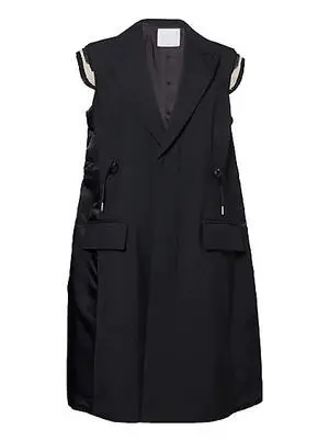 Sacai Single-breasted Peak-lapel Woven Vest - Black