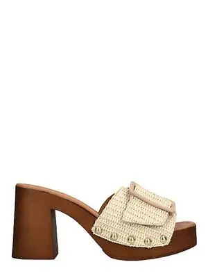 Steve Madden Marlena Heeled Raffia Sandals - Beige