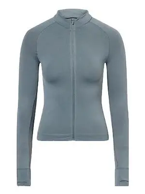 ADANOLA Seamless Zip-up Workout Top - Sea Green