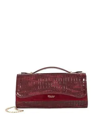 DUNE Faux-leather Top-handle Bag - Burgundy Croc Synthetic