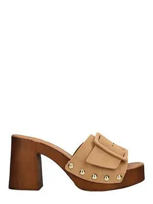 Steve Madden Marlena Platform Heeled Suede Sandals - Mid Brown