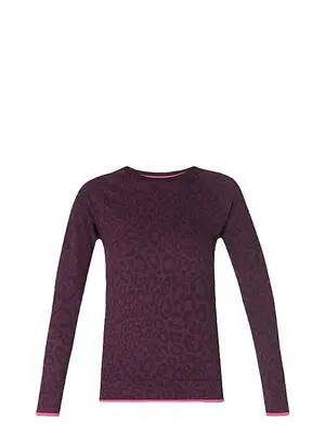 Sweaty Betty Animal Crew Neck Ski Top - Purple Leo Jacquard