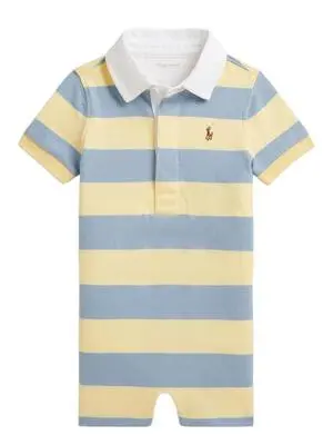 Ralph Lauren Cotton Jersey Rugby Stripe Romper - T-bird Yellow Multi