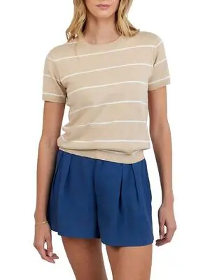 Bella Dahl Striped Cotton And Cashmere Crewneck Top - Sand Bar Stripe