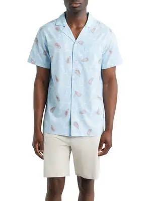 MAVRANS Ostra Weekend Short Sleeve Performance Button-up Shirt - Blue