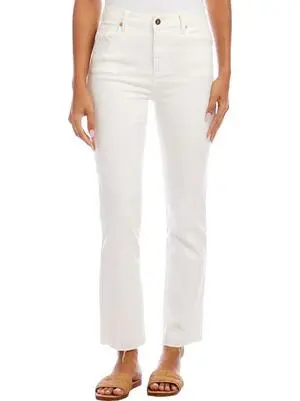 Karen Kane Raw Hem Straight Leg Jeans - White