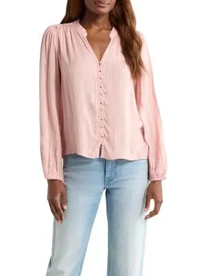 Lucky Brand Shine Button-Front Top Pale Mauve