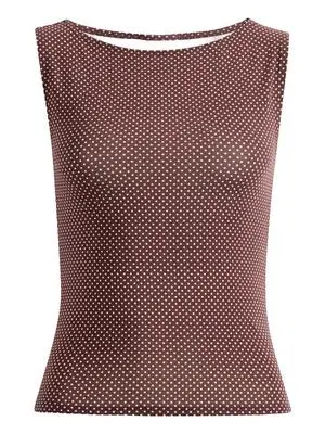 REFORMATION Dusk Polka Dot Knit Top - Chocolate Chip