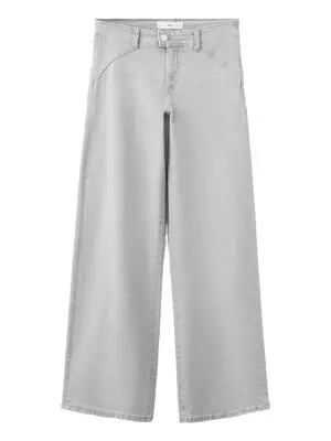 Mango Low Rise Wide Leg Jeans - Denim Grey