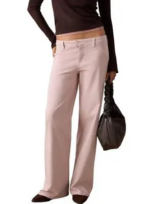 Mango Low Rise Wide Leg Jeans - Pink
