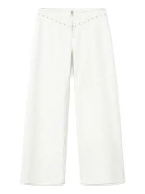 Mango Studded Wide-leg Jeans - Off White