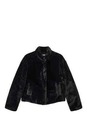 Mango Faux Fur Coat - Black