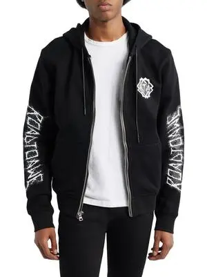 RtA Oversized Zip Hoodie With Metal Details - Black Metal Road To Awe