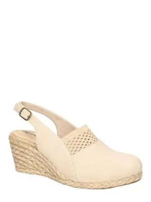 EASY WORKS BY EASY STREET Aloha Espadrille Wedge Slingback Pumps - Bone