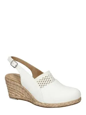 EASY WORKS BY EASY STREET Aloha Espadrille Wedge Slingback Pumps - White