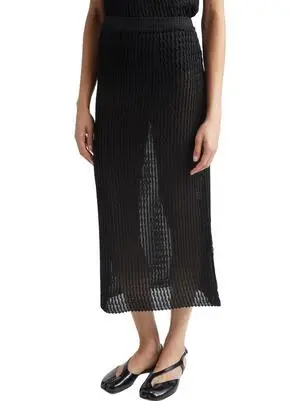 MAISON MARGIELA Textured Rib Mesh Midi Skirt - Black