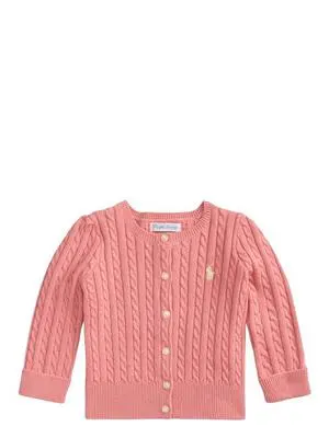 Ralph Lauren Mini Cotton Cable Knit Cardigan - Desert Rose