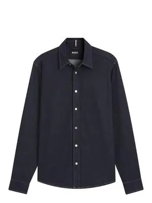 BOSS Indigo Regular-fit Shirt In Stretch Denim - Dark Blue