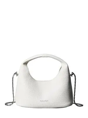 Calvin Klein Pebble Grain Small Slouchy Bag - White Alyssum