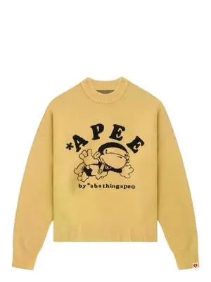 APEE™ BY *A BATHING APE® Graphic Print Crew Neck Sweater - Yellow