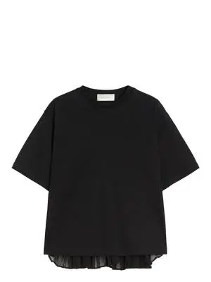 Max Mara Cotton T-shirt With Pleated Back - Black