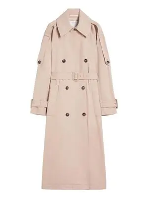 Max Mara Long Water-repellent Twill Trench Coat - Beige