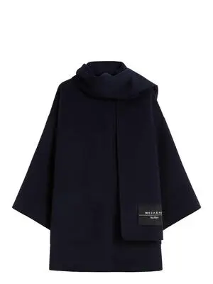 Max Mara Wool-blend Midi Coat With Scarf - Navy