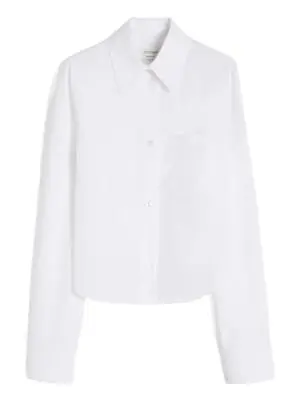 Max Mara Cotton Cropped Shirt With Pleated Back - Optical White