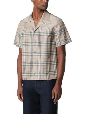 Burberry Shirt With Shaded Check Pattern - Beige