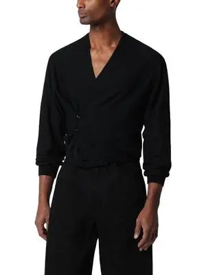 LEMAIRE Asymmetric Wool-blend Cardigan - Black